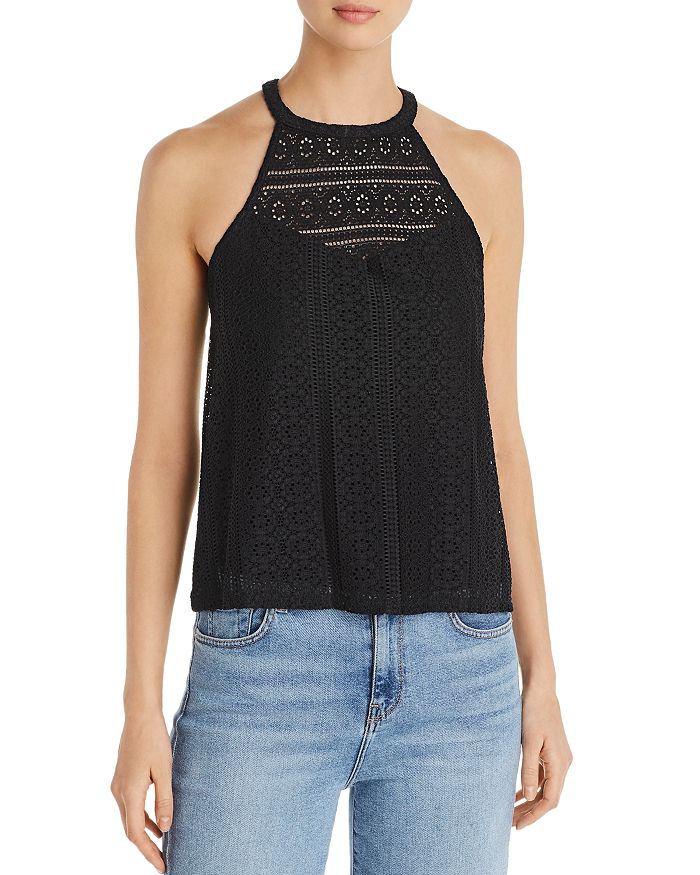Red Haute Sleeveless Lace Top | Bloomingdale's