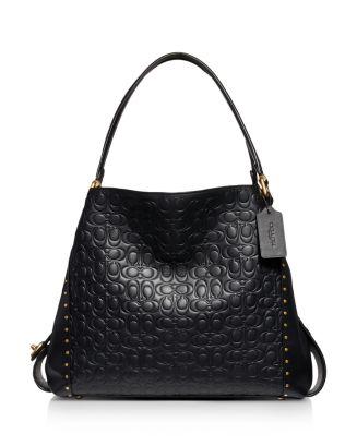 COACH Edie 31 Signature Leather & Border Rivets Shoulder Bag ...