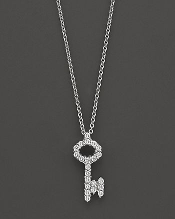 Roberto Coin 18K White Gold/Diamond Key Necklace, 16" | Bloomingdale's