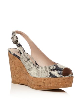 Stuart Weitzman Women's Jean Peep Toe Platform Wedge Sandals ...