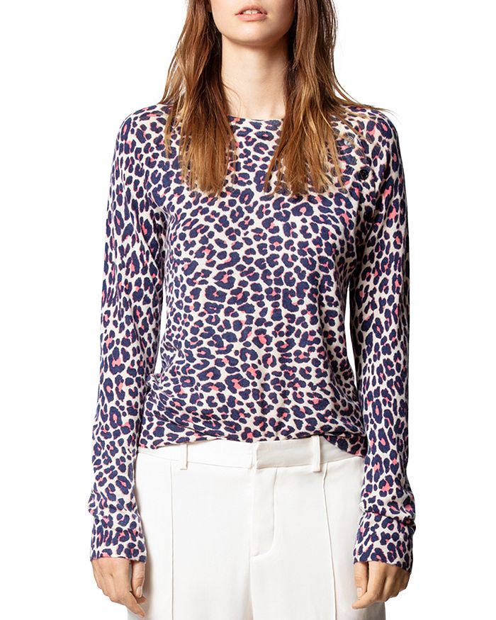 Zadig & Voltaire Leopard Print Cashmere Sweater | Bloomingdale's