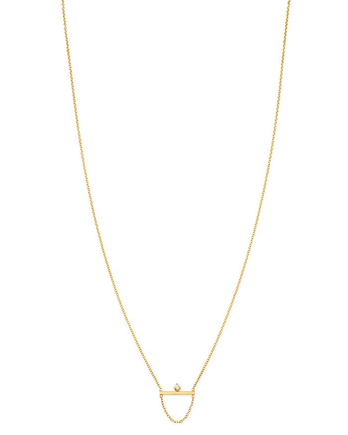 Zoë Chicco 14K Yellow Gold Diamond Bar Chain Necklace, 18" | Bloomingdale's