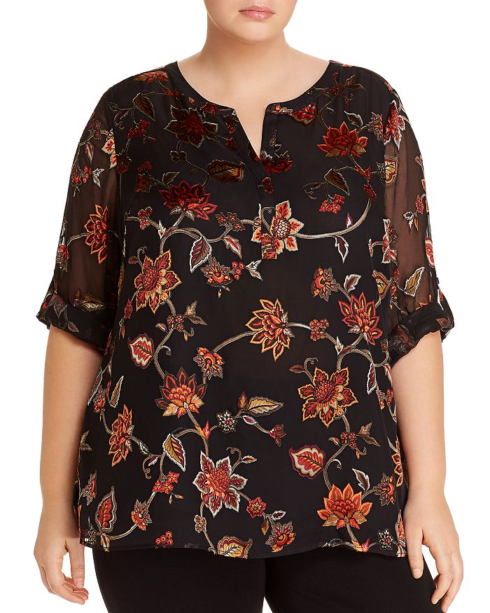 Daniel Rainn Plus Floral Burnout Top | Bloomingdale's