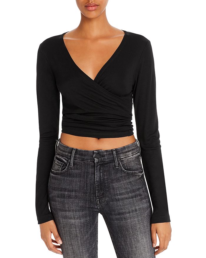 Rosie G Cropped Wrap Top | Bloomingdale's