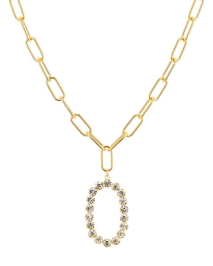 AQUA Chain & Pavé Oval Pendant Necklace, 24" - 100% Exclusive ...