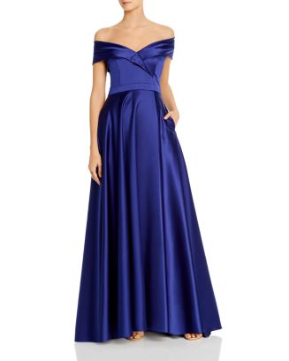 Avery G Avery G Satin Off-the-Shoulder Gown - 100% Exclusive ...