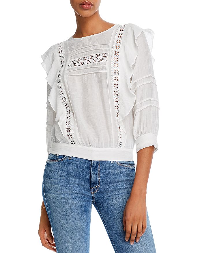 AQUA Ruffled Lace-Inset Top - 100% Exclusive | Bloomingdale's