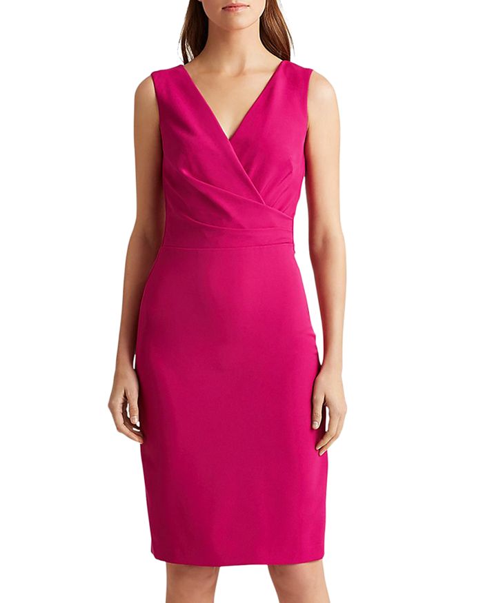 Ralph Lauren Crepe Crossover Neck Dress | Bloomingdale's