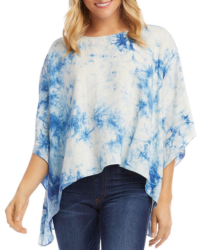 Karen Kane Linen Tie-Dyed Handkerchief Hem Top | Bloomingdale's