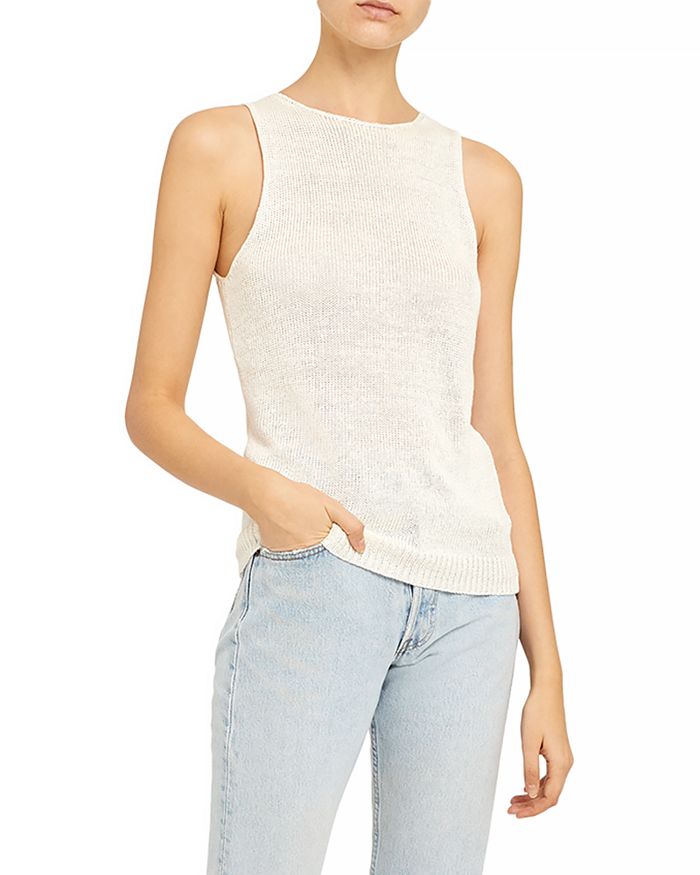 Theory Linen-Blend Sleeveless Shell | Bloomingdale's