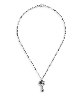 Gucci Sterling Silver Marmont Interlocking G Key Pendant Necklace, 19.5 ...