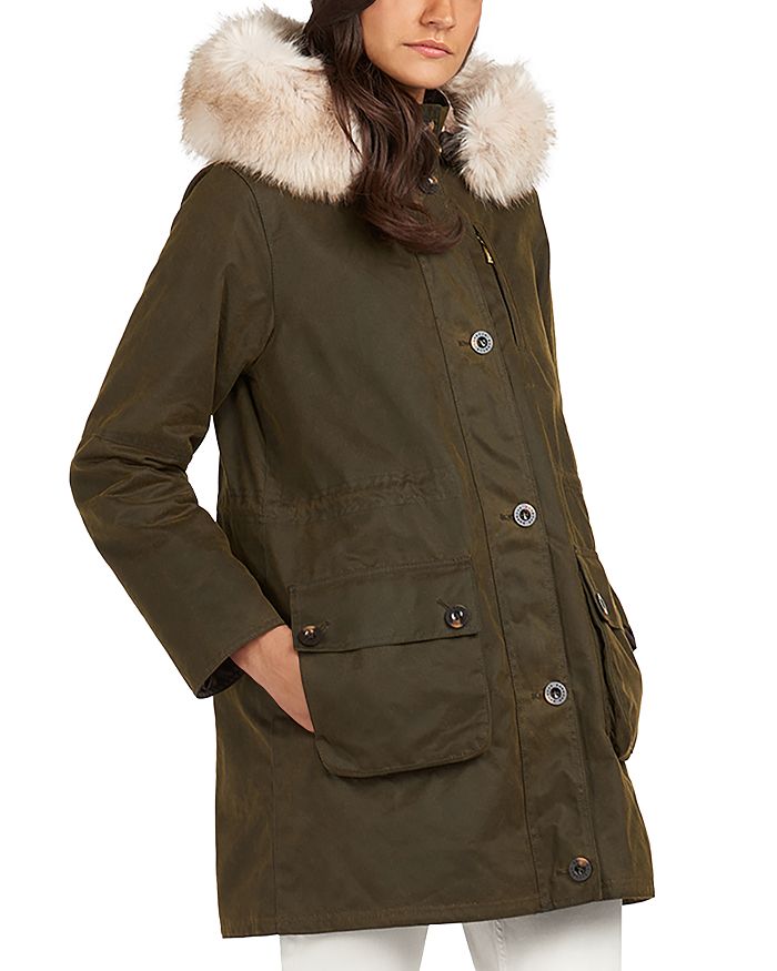 Barbour Nightingale Faux Fur Trim Waxed Cotton Jacket | Bloomingdale's