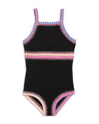 PQ Swim Girls' High Neckline One Piece Swimsuit - Little Kid, Big Kid ...