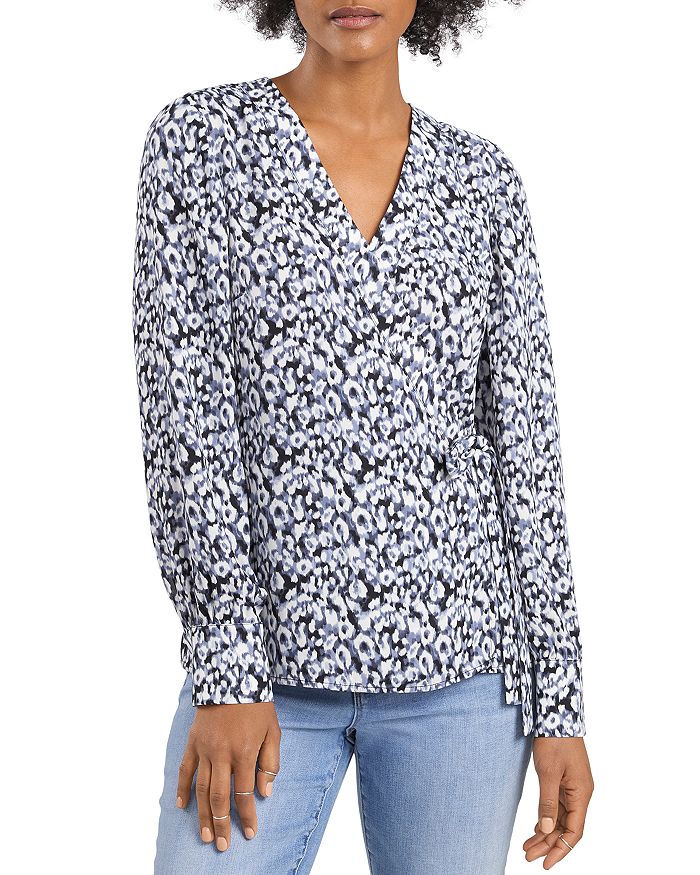 VINCE CAMUTO Side Tie Animal Print Crossover Top | Bloomingdale's