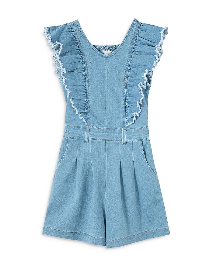 Habitual Kids Girls' Ruffled Denim Romper - Big Kid | Bloomingdale's