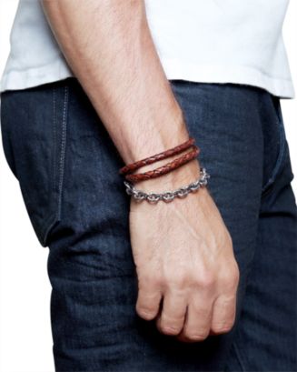 THE MONOTYPE The Stephen Silver-Plated Brass & Braided Leather Bracelet ...