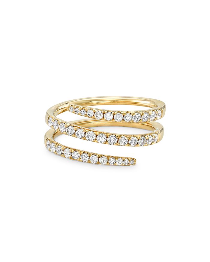 Zoe Lev 14K Yellow Gold Diamond Spiral Ring | Bloomingdale's