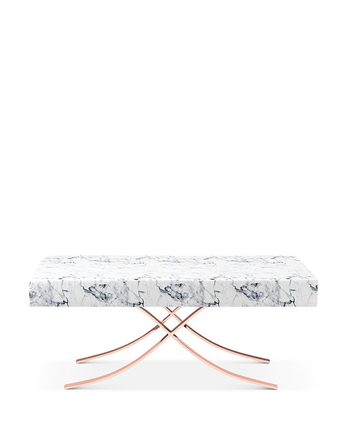 Aristot Carrara Rectangle Ottoman & Curule Baroelona Rose Gold Base ...