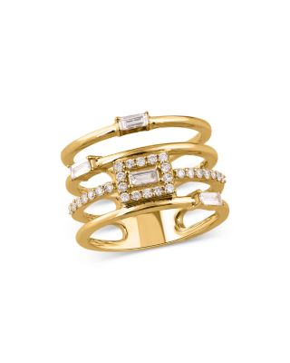 Bloomingdale's Fine Collection Multi-Row Diamond Band in 14K Yellow ...
