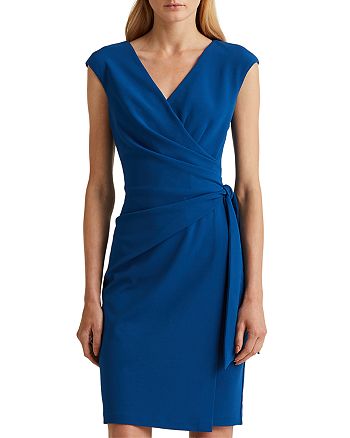 Ralph Lauren Side Sash Crossover V Neck Cocktail Dress | Bloomingdale's