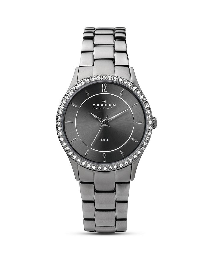 Skagen Silver Link Glitz Watch, 30 mm | Bloomingdale's