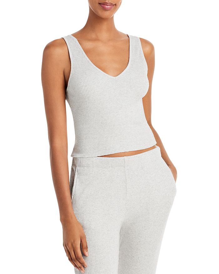 Monrow Double V Neck Ribbed Tank Top | Bloomingdale's