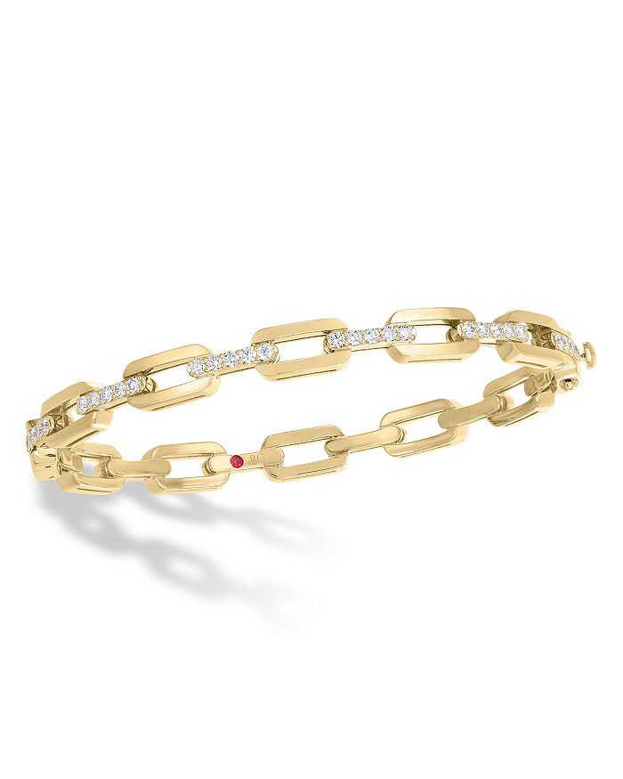 Roberto Coin 18K Yellow Gold Navarra Diamond Chain Link Bangle Bracelet ...