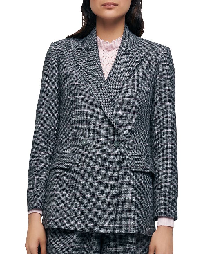 Maje Vincio Check Double Breasted Jacket | Bloomingdale's