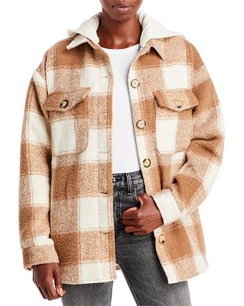 AQUA Hooded Plaid Shirt Jacket - 100% Exclusive | Bloomingdale's