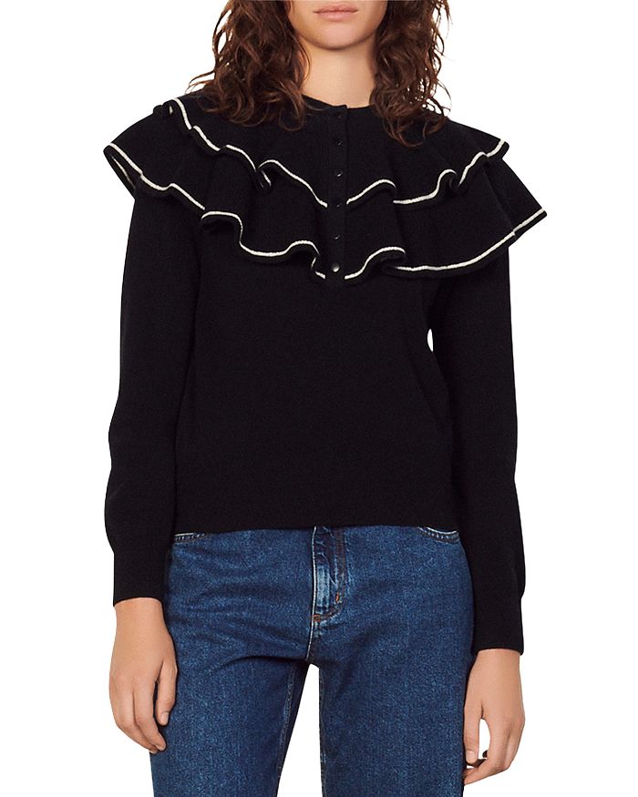Sandro Ruffled Wool Sweater | Bloomingdale's
