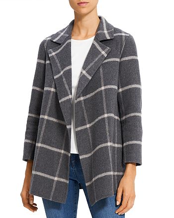 Theory Clairene Check Coat | Bloomingdale's