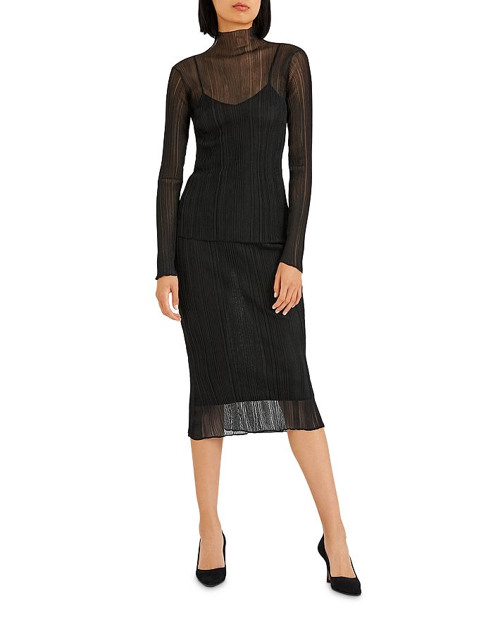 Hervé Léger Sheer Overlay Ribbed Top | Bloomingdale's