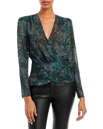 AQUA Printed Faux Wrap Top - 100% Exclusive | Bloomingdale's