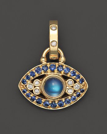 Temple St. Clair 18K Yellow Gold Evil Eye Blue Sapphire Pendant ...