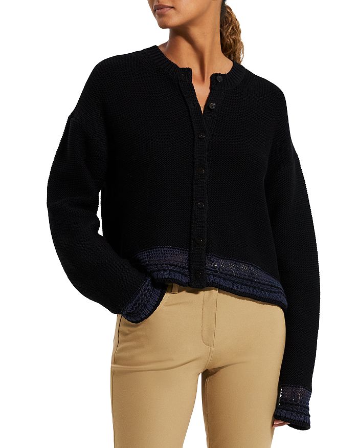 Theory Open Knit Trim Cardigan | Bloomingdale's