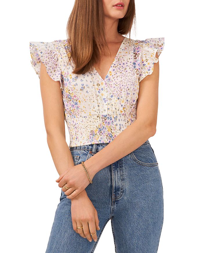 1.STATE Flutter Sleeve Cropped Top | Bloomingdale's