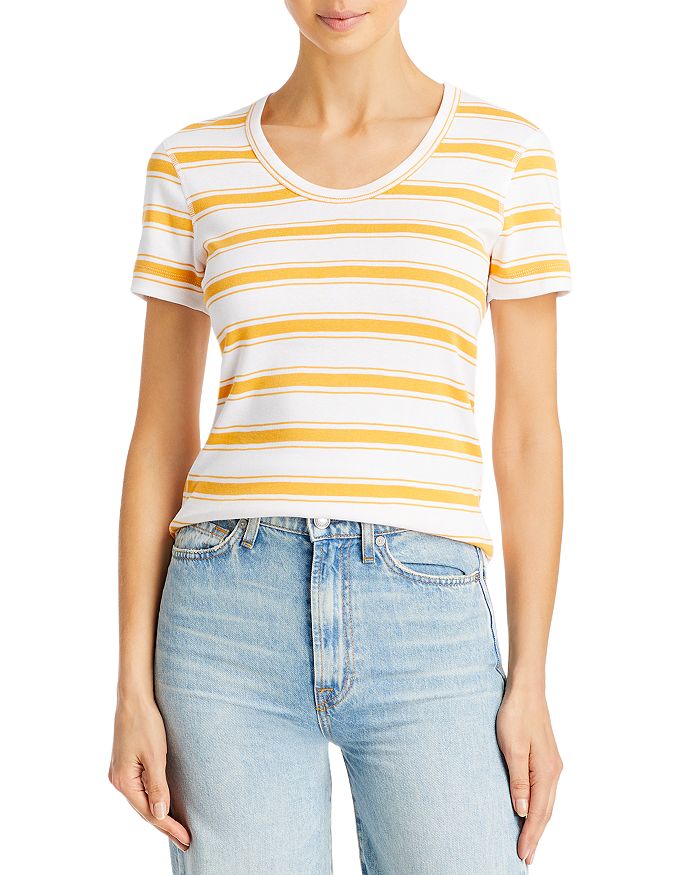 Three Dots Scoop Neck Striped Tee | Bloomingdale's