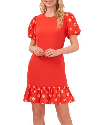CeCe Printed Trim Mini Dress | Bloomingdale's