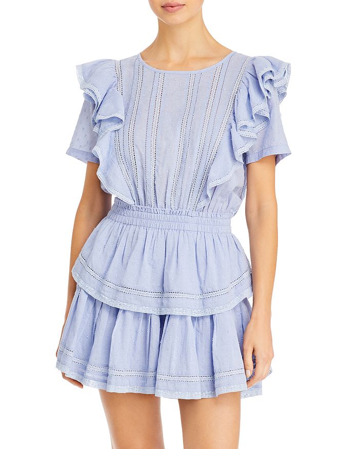 LoveShackFancy Natasha Short Sleeve Eyelet Mini Dress | Bloomingdale's
