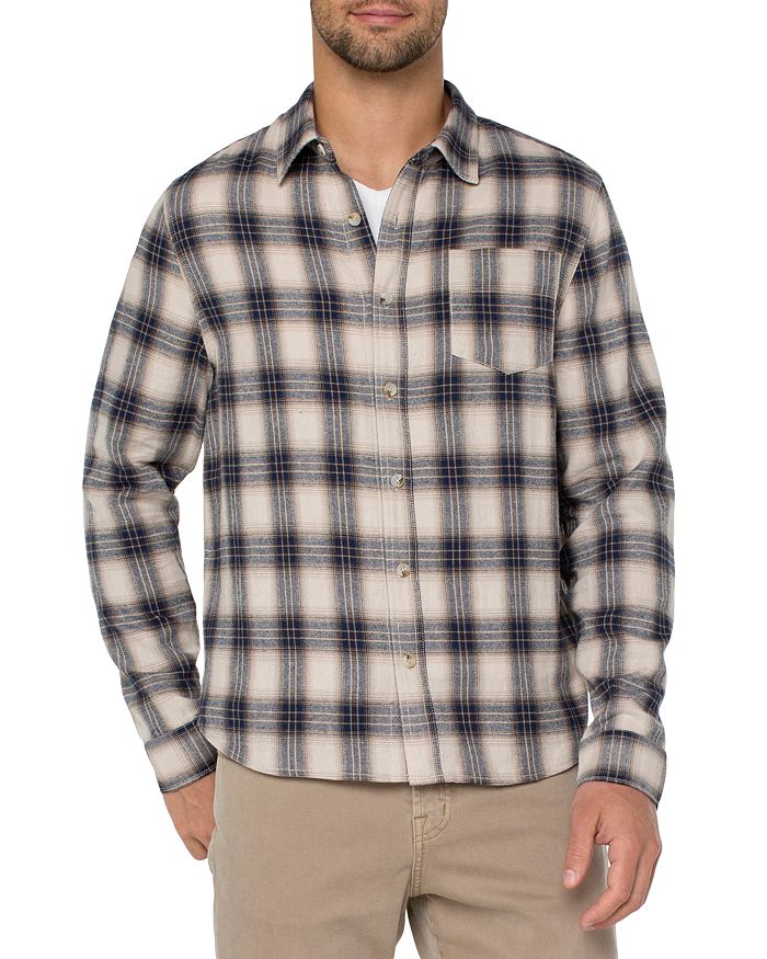 Liverpool Los Angeles Overdyed Plaid Flannel Shirt | Bloomingdale's