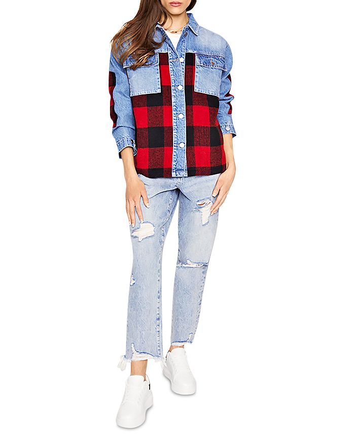 Blue Revival Denim & Plaid Shirt Jacket | Bloomingdale's