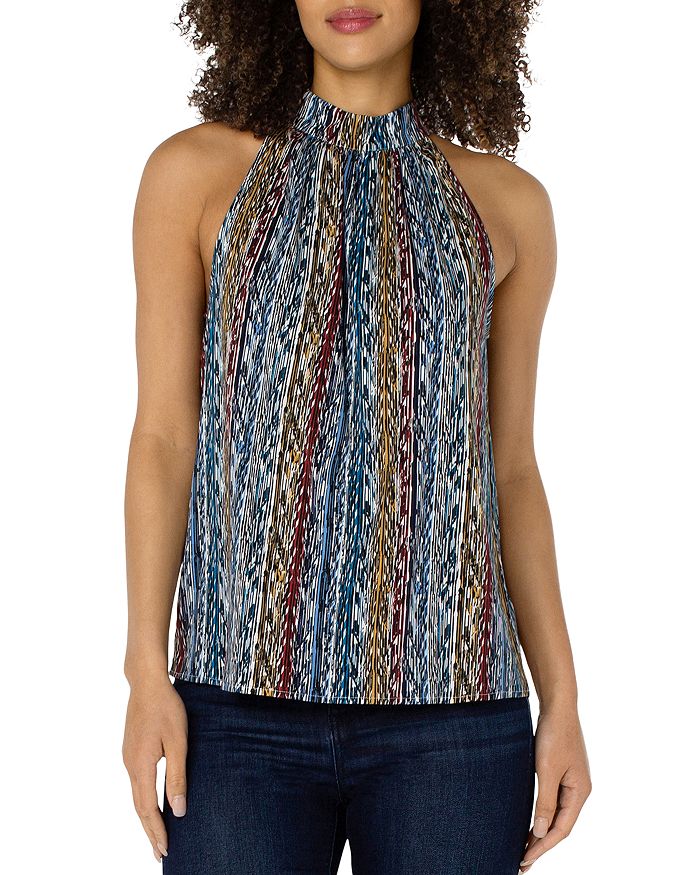 Liverpool Los Angeles Abstract Ikat Print Top | Bloomingdale's