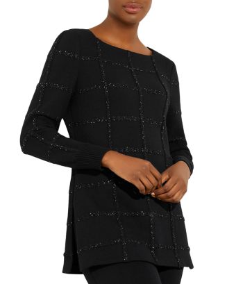Misook Sequined Windowpane Tunic | Bloomingdale's