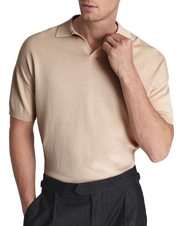 REISS Larks Drop Shoulder Regular Fit Open Collar Polo Shirt ...