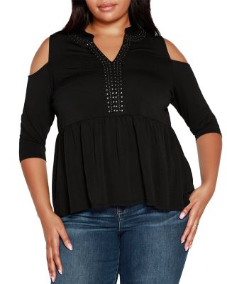 Belldini Plus Cold Shoulder Peplum Top | Bloomingdale's