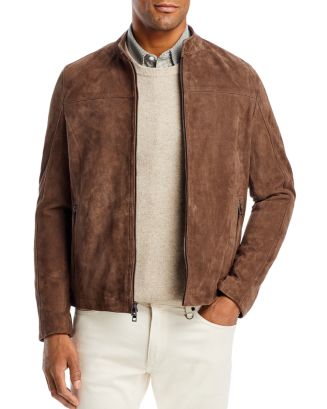 Michael Kors Suede Full Zip Racer Jacket | Bloomingdale's