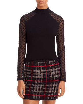 AQUA Mesh Sleeve Top - 100% Exclusive | Bloomingdale's