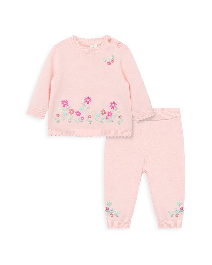 Little Me Girls' Floral Embroidered Sweater Knit Top & Pants - Baby ...