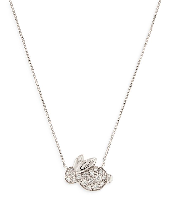 Bloomingdale's Diamond Rabbit Pendant Necklace in 14K White Gold, 0.15 ...