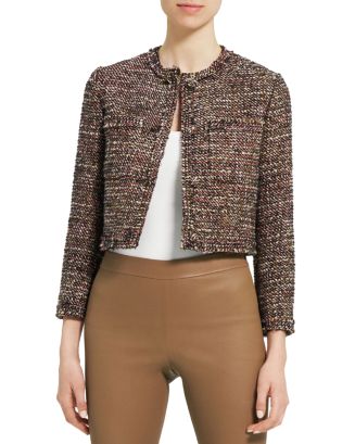 Theory Cropped Tweed Jacket | Bloomingdale's